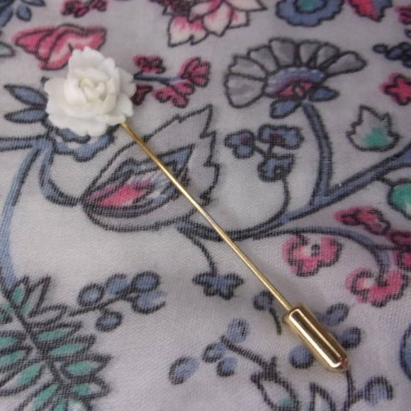 Vintage | Jewelry | Carved White Rose Stick Pin 97s | Poshmark